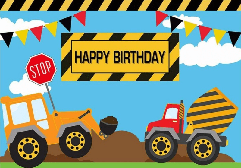 CUSTOM Construction Birthday Banner Backdrop Dump Truck Digger ...