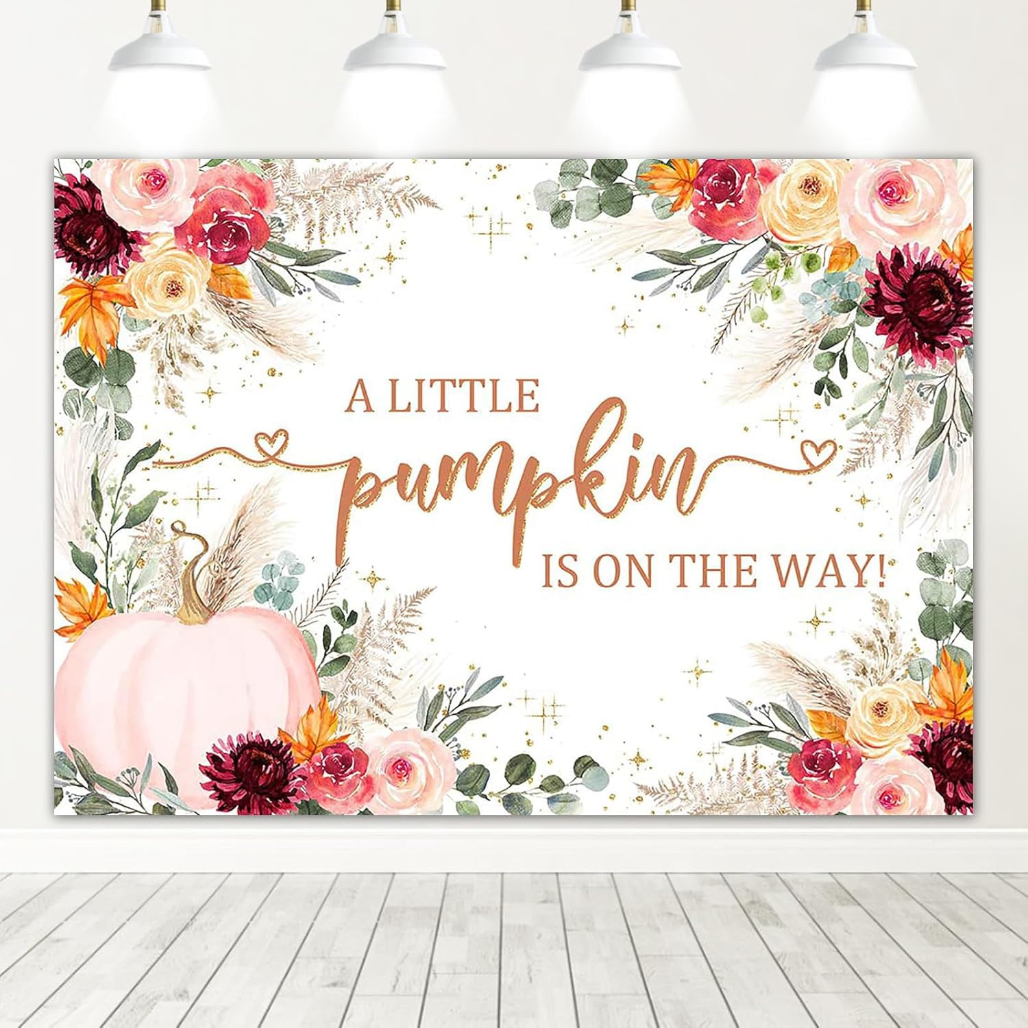 CUSTOM Custom Little Pumpkin Baby Shower Backdrop Burgundy Pink Pumpkin ...