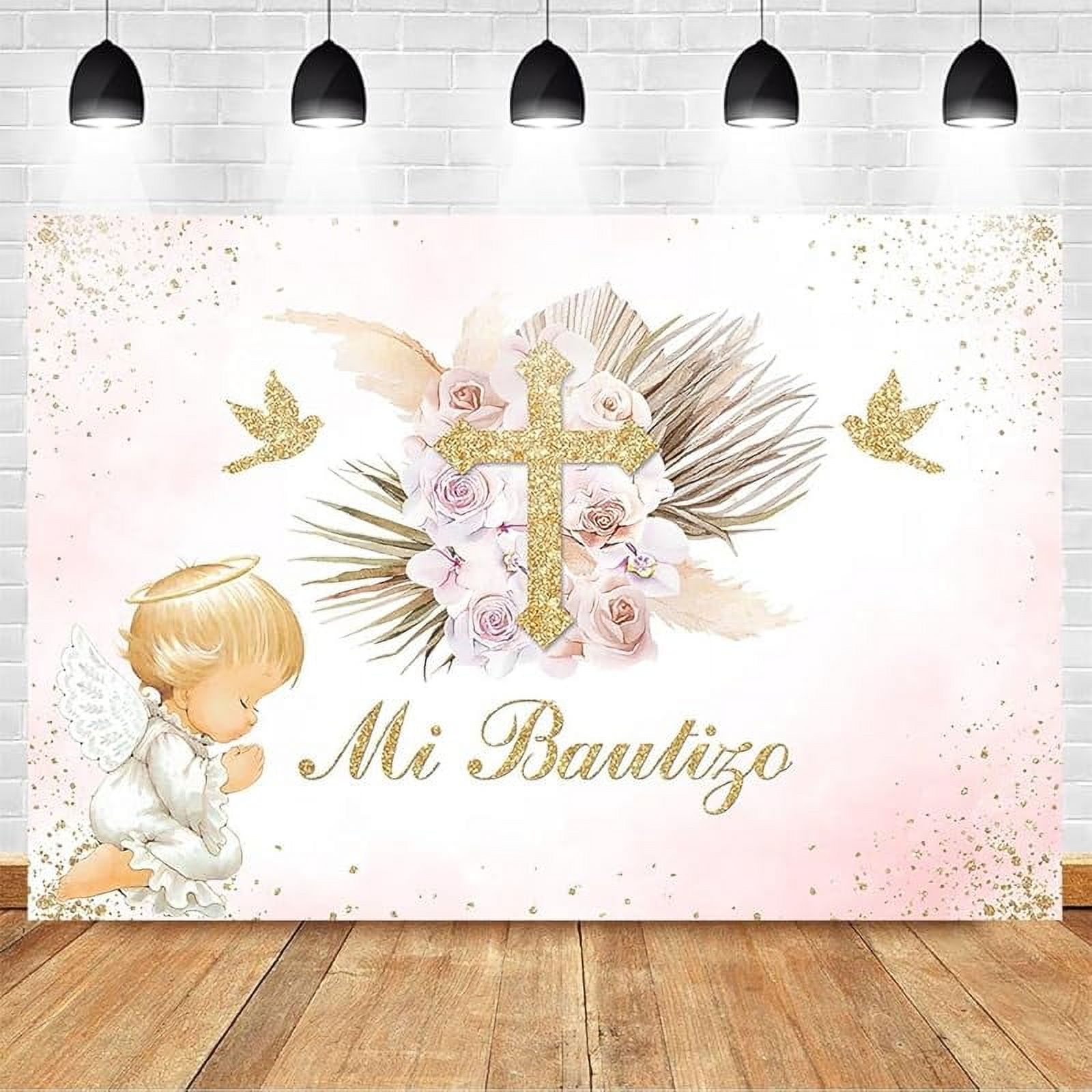 CUSTOM Custom Mi Bautizo Backdrop Boho Baptism Party Decorations for ...