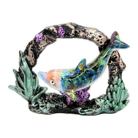 Figurine Multicolor Dolphins Swimming Clam Shell Reef- Beach Hut Inc ...