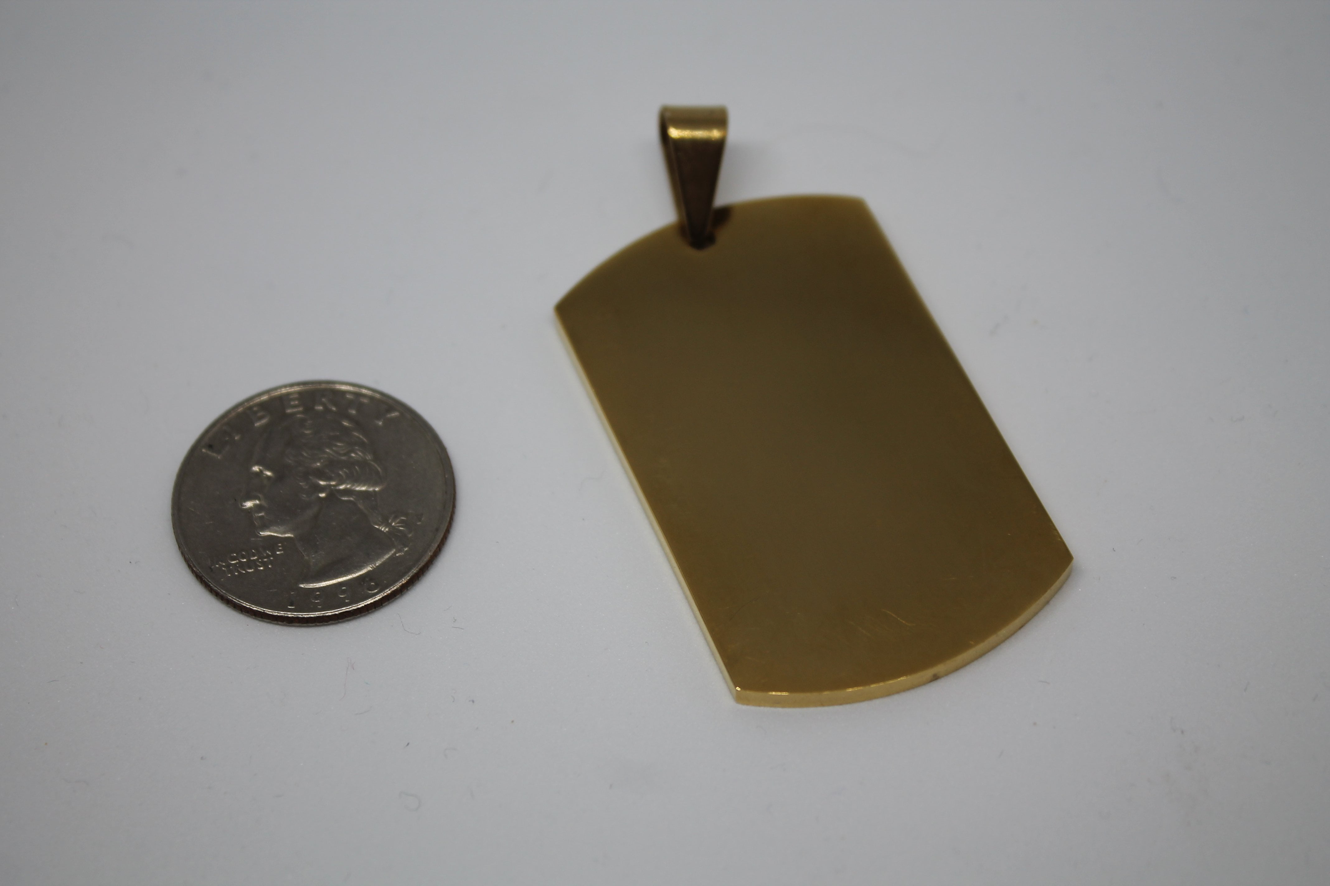 CUSTOM ENGRAVE SOLID STAINLESS STEEL GOLD IPG THICK DOG TAG NO CHAIN ...