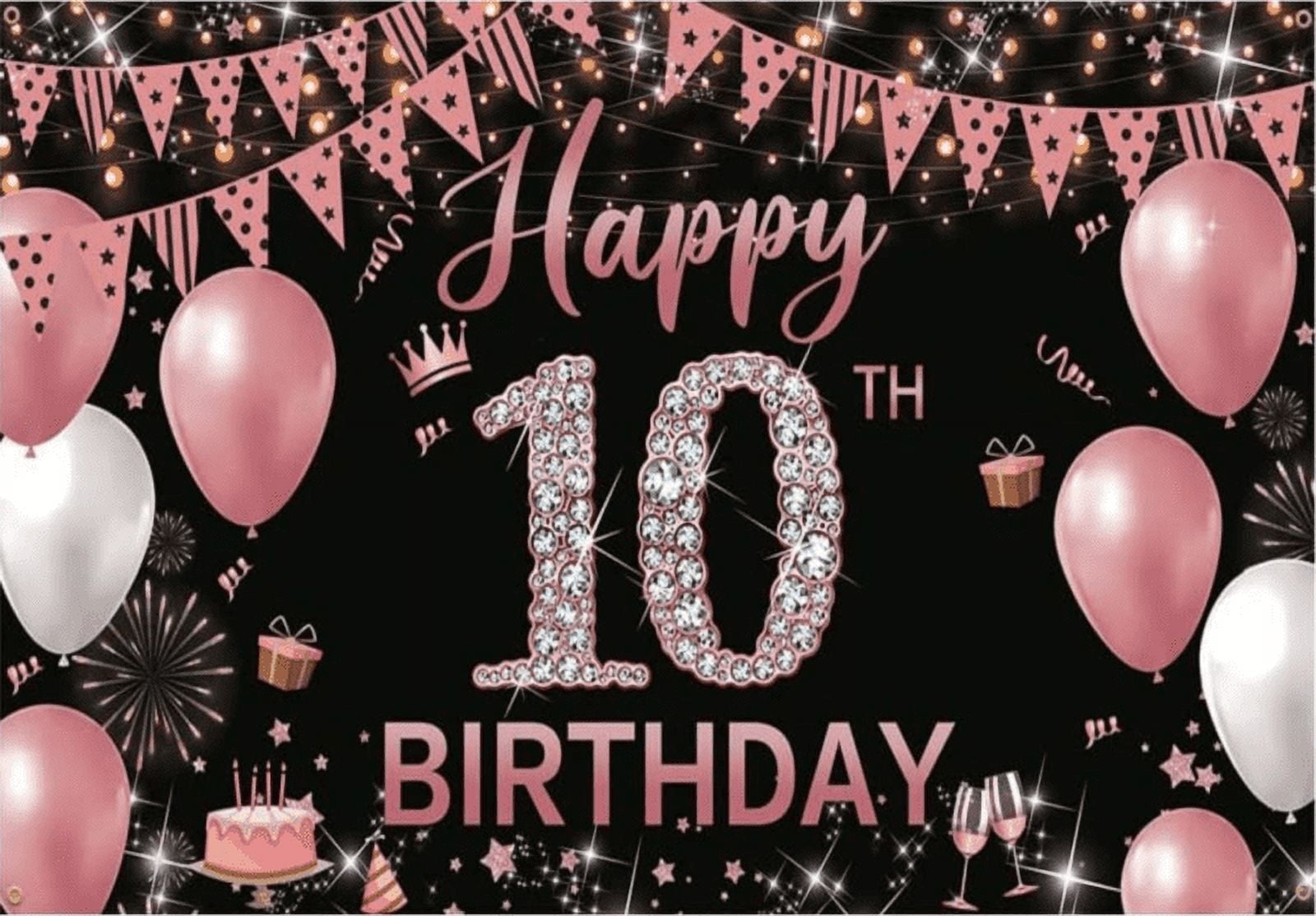 CUSTOM Happy 10th Birthday Decorations Backdrop Banner Blue Silver ...