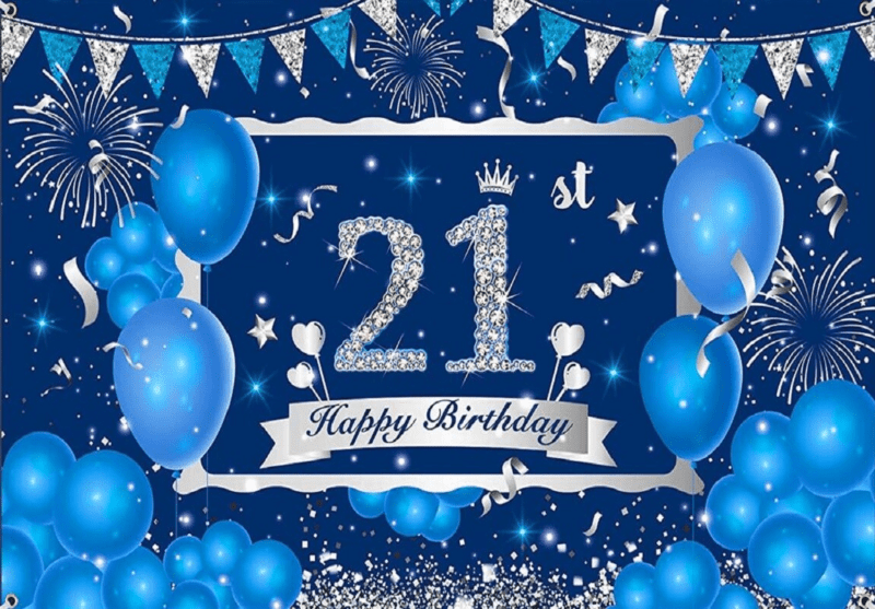 CUSTOM Happy 21st Birthday Party Backdrop Banner Gold Purple Balloon Princess Prince - Walmart.com