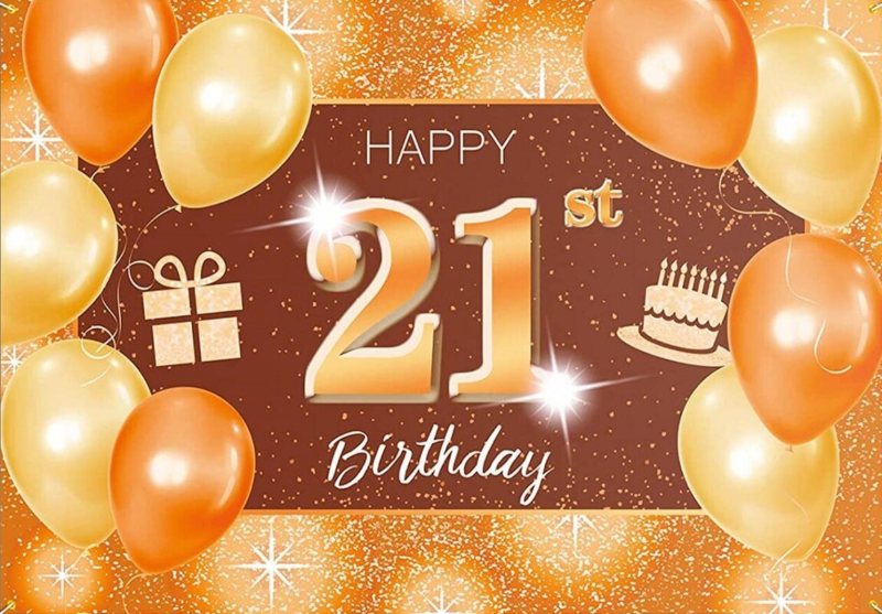 CUSTOM Happy 21st Birthday Party Backdrop Banner Gold Purple Balloon Princess Prince - Walmart.com