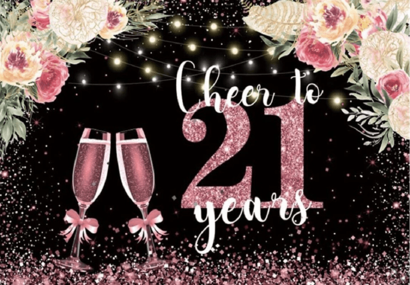 CUSTOM Happy 21st Birthday Party Banner Backdrop Decorations Black Gold Photography - Walmart.com