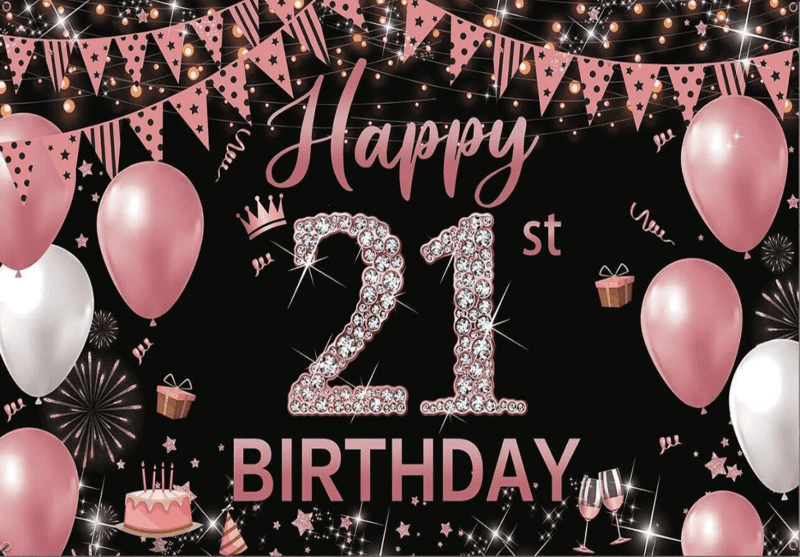 CUSTOM Happy 21st Birthday Party Banner Backdrop Decorations Black Gold Photography - Walmart.com
