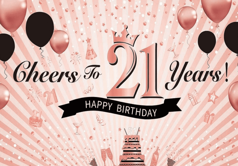 CUSTOM Happy 21st Birthday Party Banner Backdrop Decorations Black Gold Photography - Walmart.com