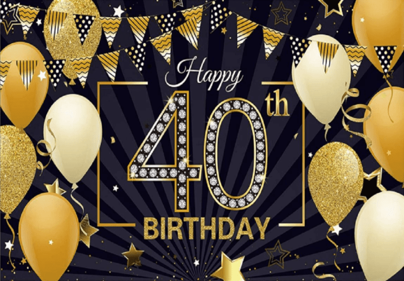 CUSTOM Happy 40th Anniversary Banner Backdrop Wedding Decor Black Gold ...