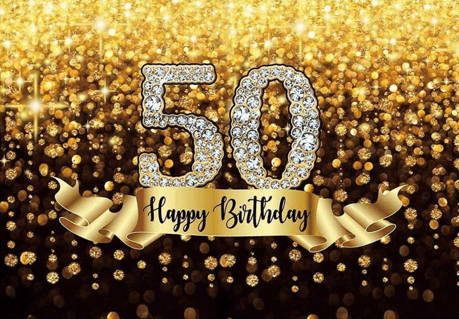 CUSTOM Happy 50th Birthday Backdrop Black Gold High Heels Birthday ...