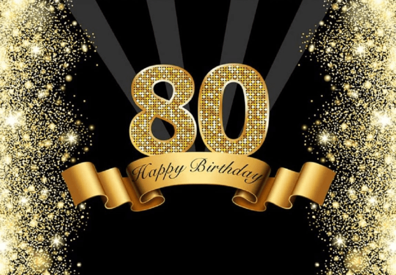 CUSTOM Happy 80th Birthday Background Diamond Gold Crown Balloon ...