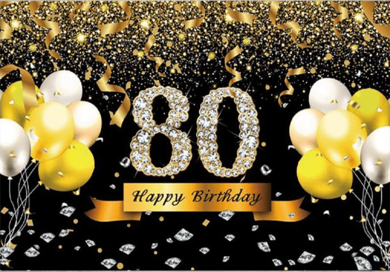 CUSTOM Happy 80th Birthday Background Diamond Gold Crown Balloon ...