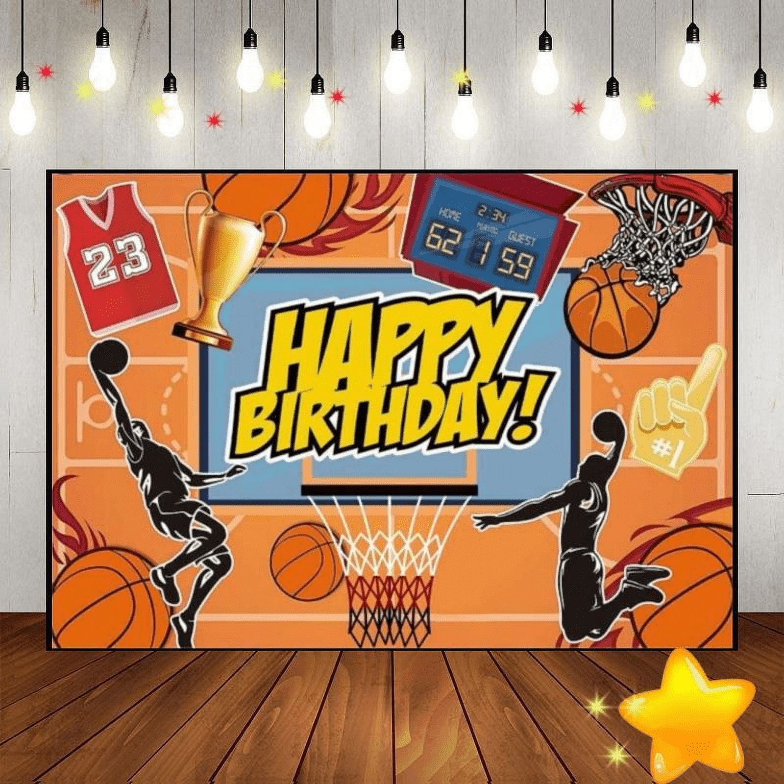 CUSTOM Happy Birthday Party Basketball Theme Backdrop Star Slam Dunk ...