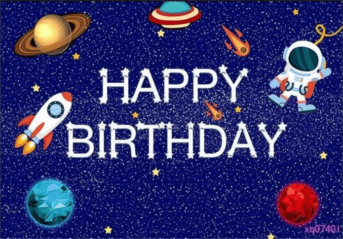 CUSTOM Outer Space Backdrop Spaceship Children's Galaxy Themed Birthday ...