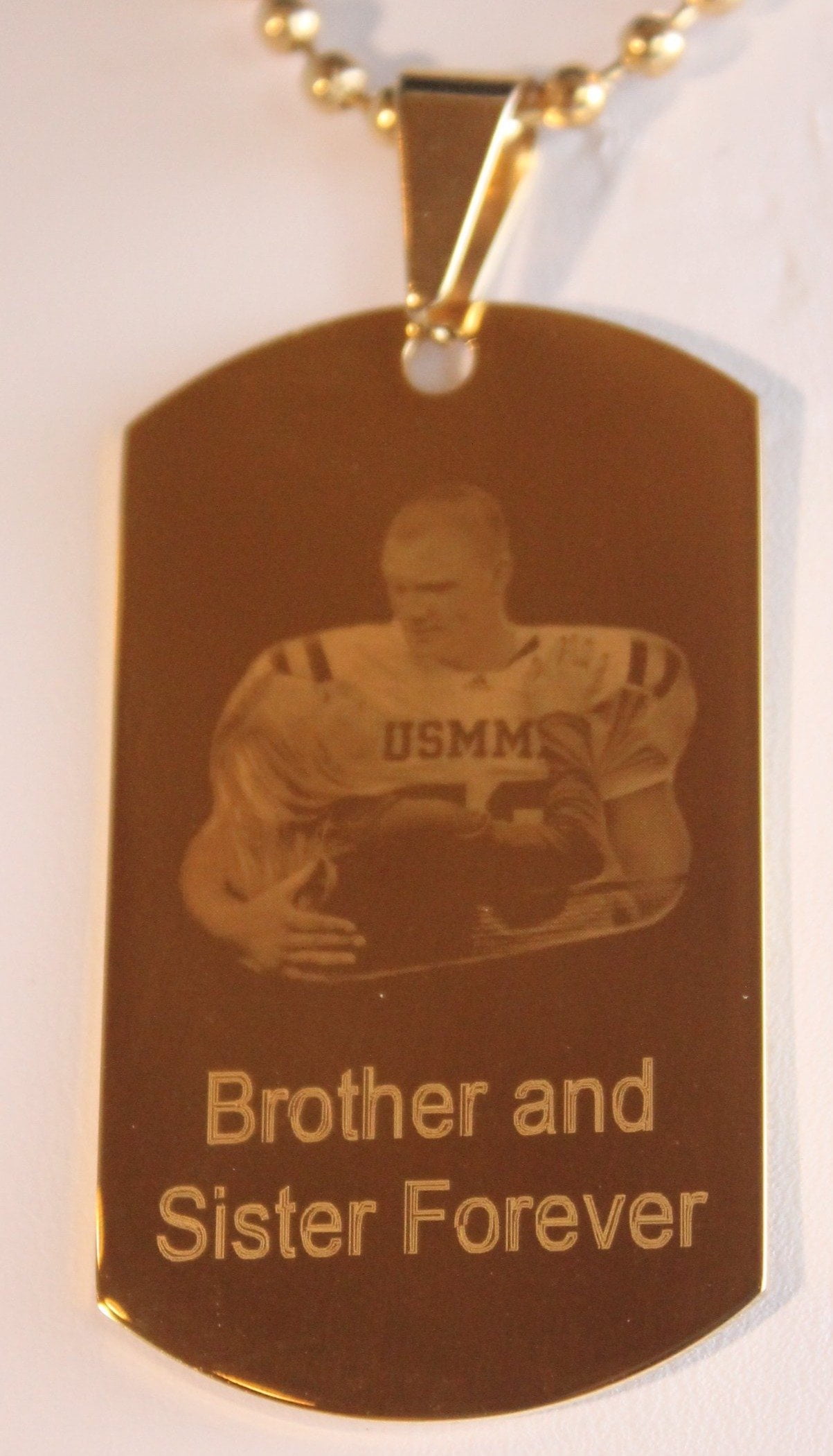 CUSTOM PERSONALIZED PICTURE STAINLESS STEEL IPG GOLD DOG TAG NECKLACE ...