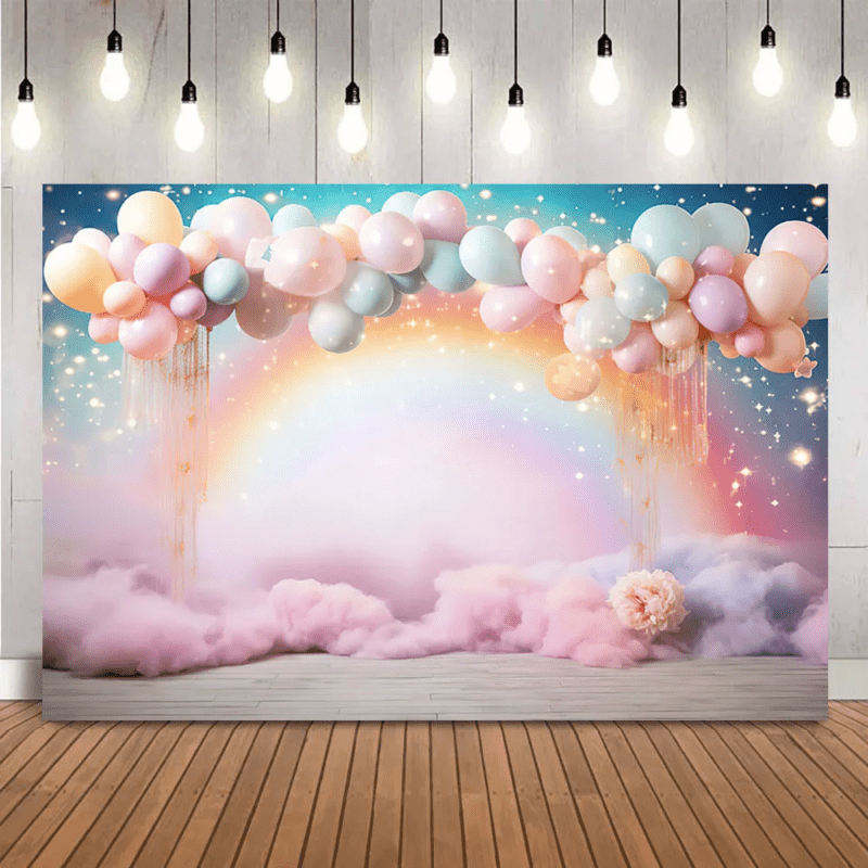 CUSTOM Rainbow Backdrop Birthday Party Glitter Star Pastel Rainbow ...