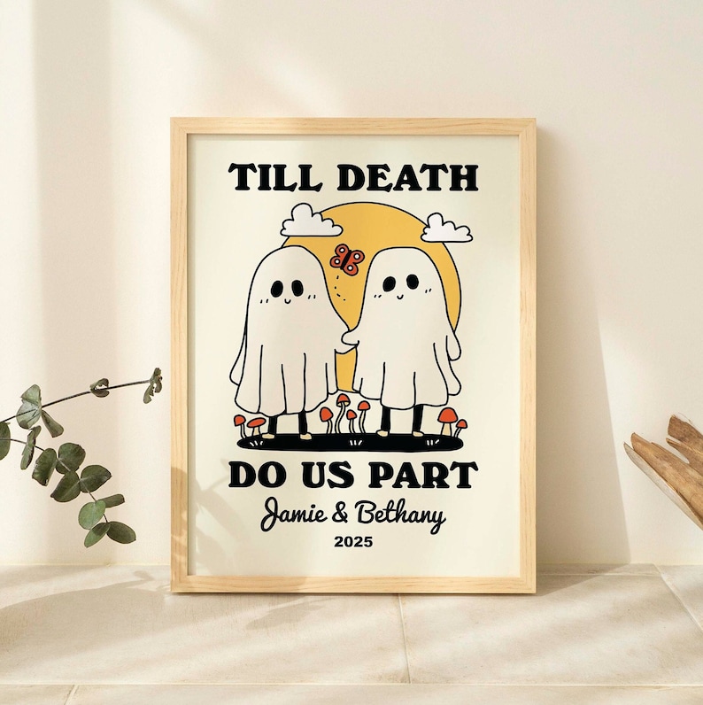 CUSTOM Romantic Ghosts Print, Personalized Wedding Illustration ...