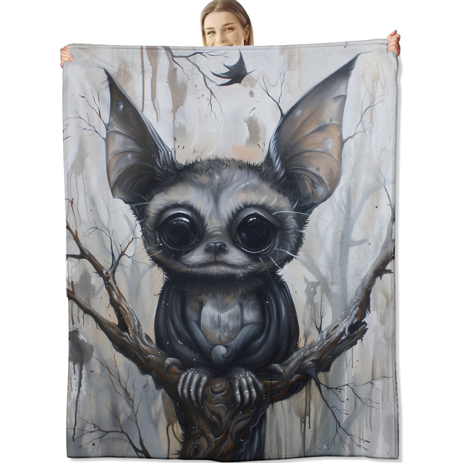 CUSTOM Spooky Bat Creature Blanket - 60x80 inch Fantasy Art Throw ...