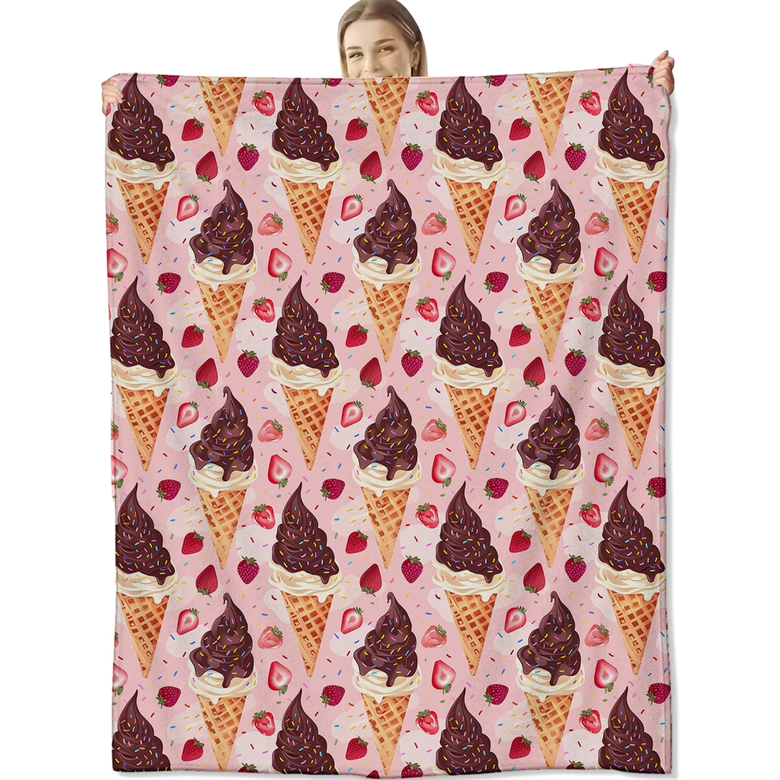 CUSTOM Sweet Treat Delight: Soft Flannel Blanket with Chocolate Ice ...