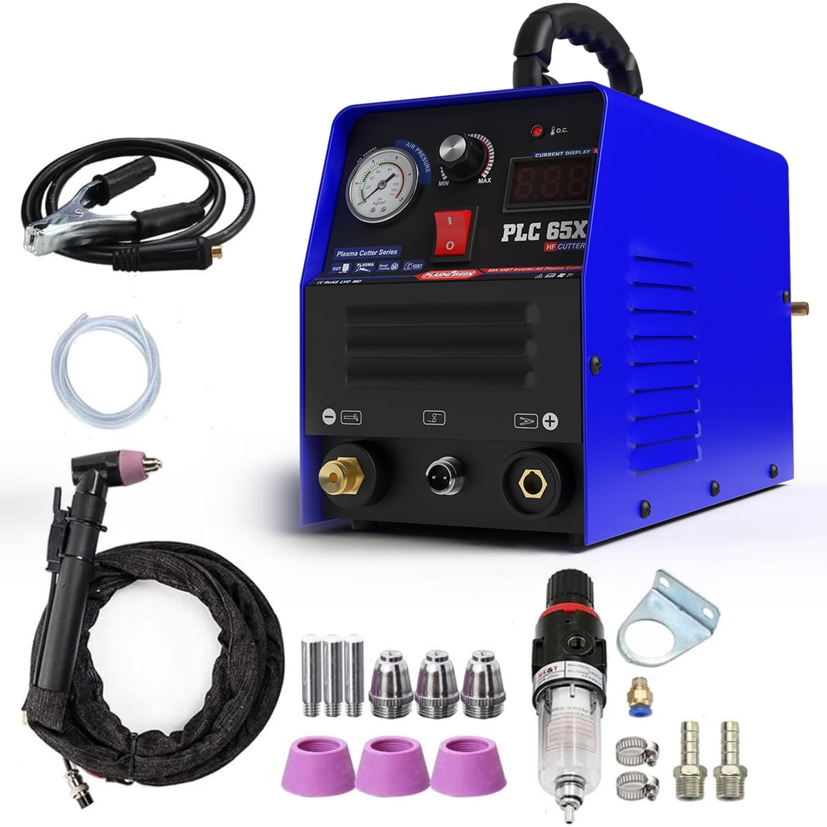 CUT65X Plasma Cutter, 110V/220V Dual Voltage Pilot Arc Plasma Cutting ...