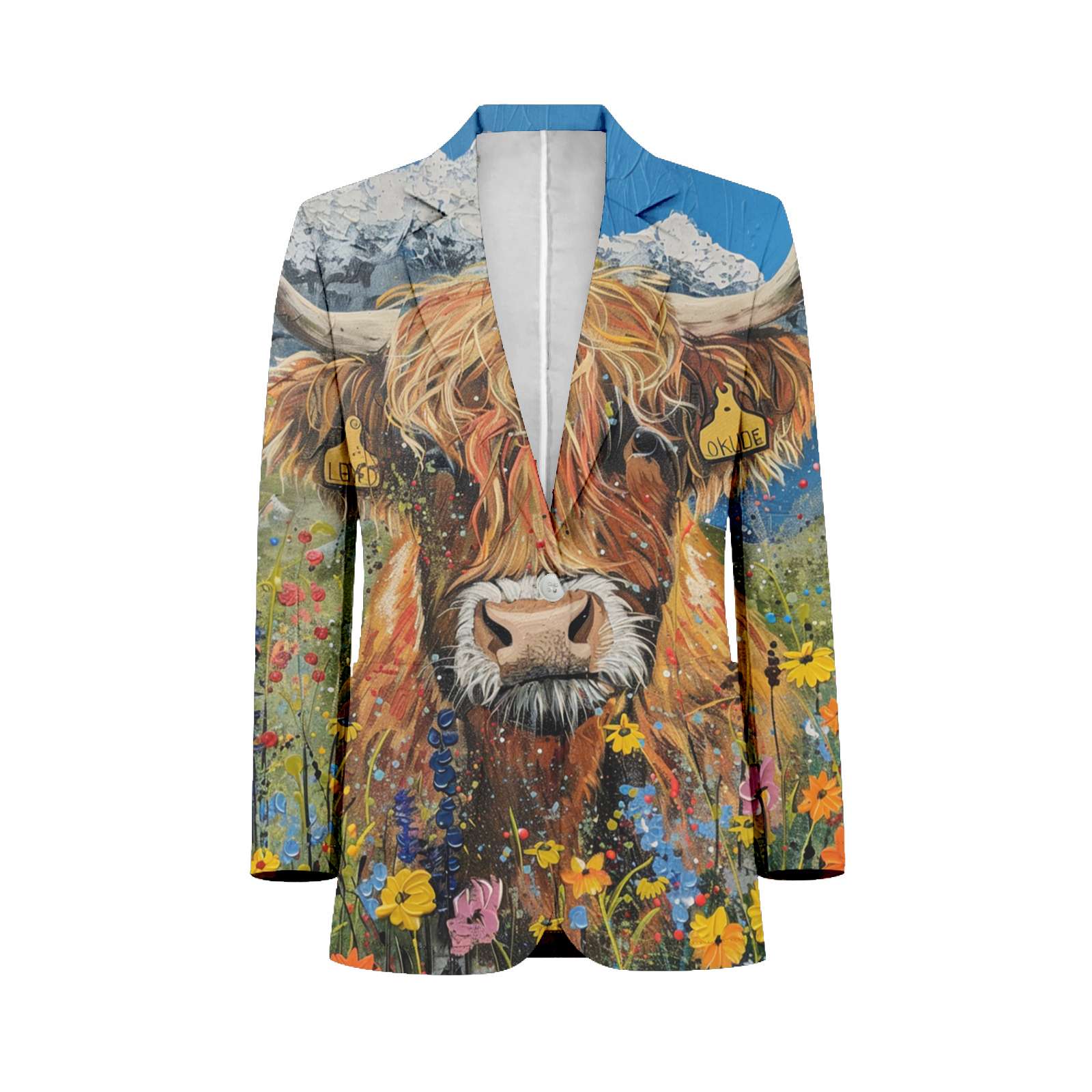 CUTE HIGHLAND COW WILD FLOWERS Men's Suit Blazer Casual Party Wear Slim ...
