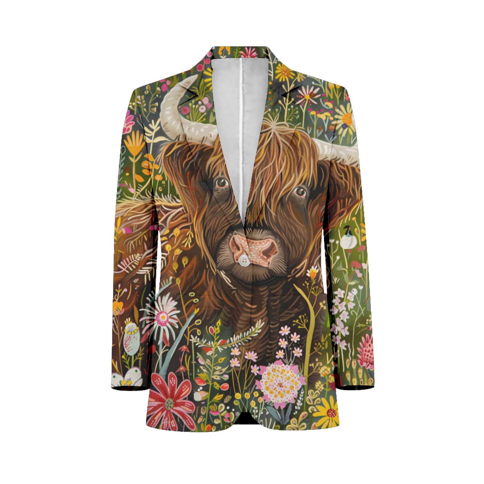 CUTE HIGHLAND COW WILD FLOWERS Mens Suits Shawl Collar Slim Fit Suit ...