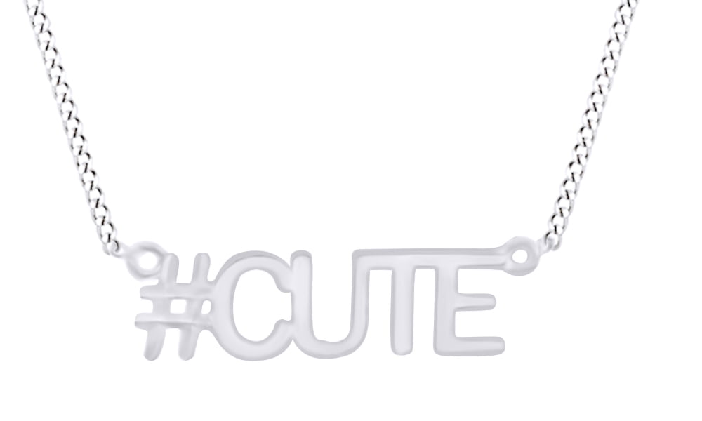 AFFY #CUTE Hashtag Pendant Necklace In 14K White Gold Over Sterling ...