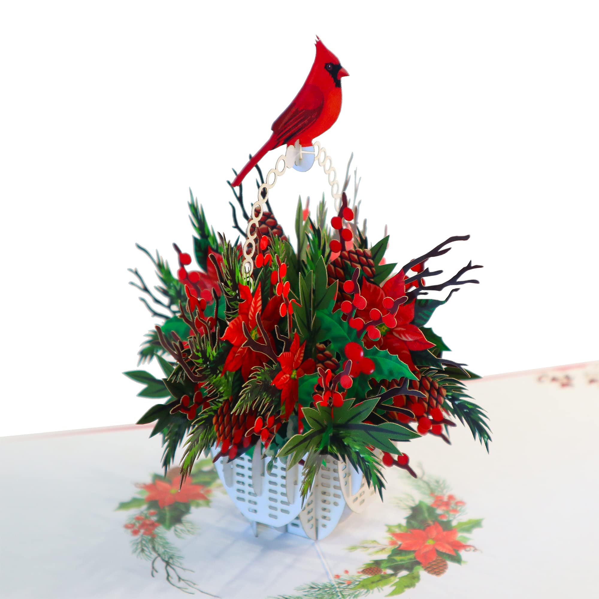 CUTE POPUP - Red Cardinal and Poinsettia Pop Up Card, Thank You Cards ...