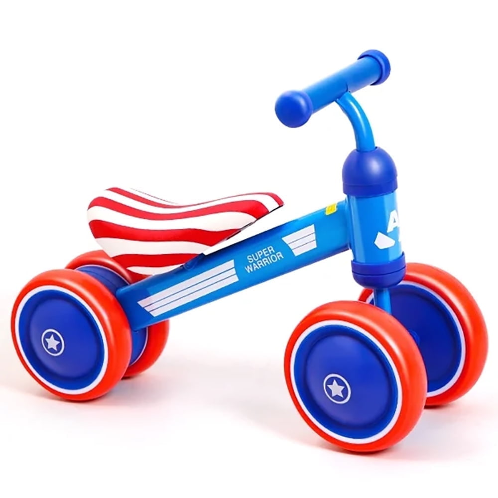 EagleStone Baby Balance Bike for 1-2 Year Olds, 4-Wheel Ride-On Toy for Toddlers (Blue ...