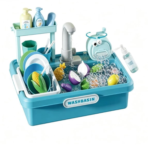 CUTE STONE Kids Play Kitchen Sink Toy , Electric Running Water ...