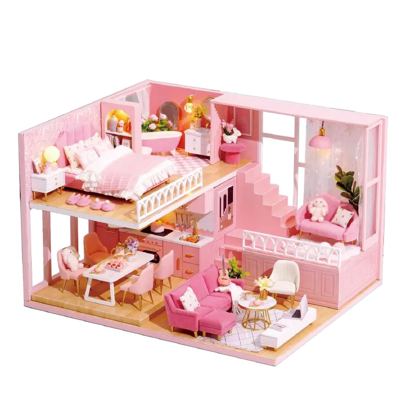 CUTEBEE DIY Doll House Wooden Doll Houses Miniature Dollhouse Furniture ...