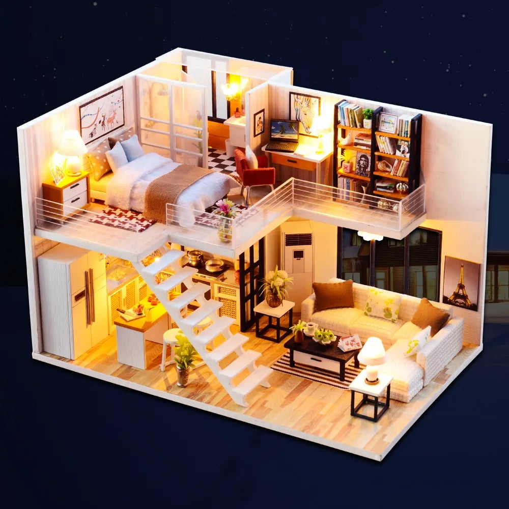 CUTEBEE DIY DollHouse Miniature Doll House With Furniture Kit Wooden ...