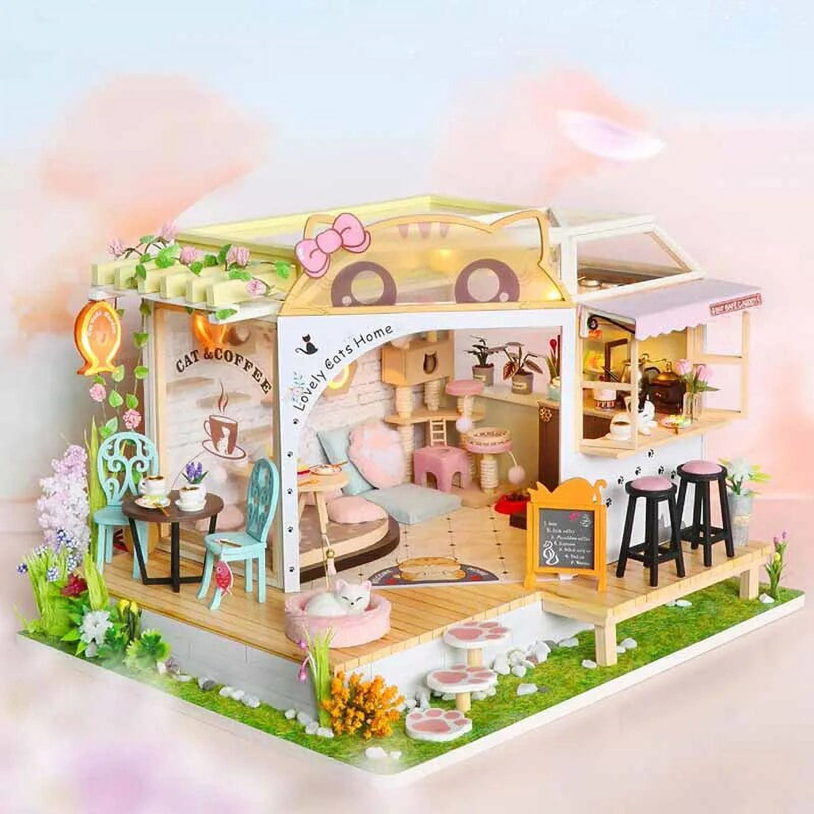 CUTEBEE DIY Dollhouse Kit Wooden Doll Houses Miniature Furniture Kit ...