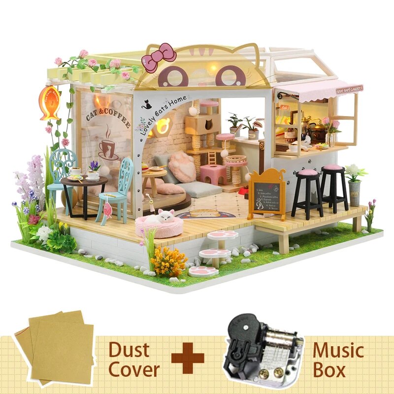 CUTEBEE DIY Dollhouse Wooden Doll Houses Miniature Doll House Furniture ...