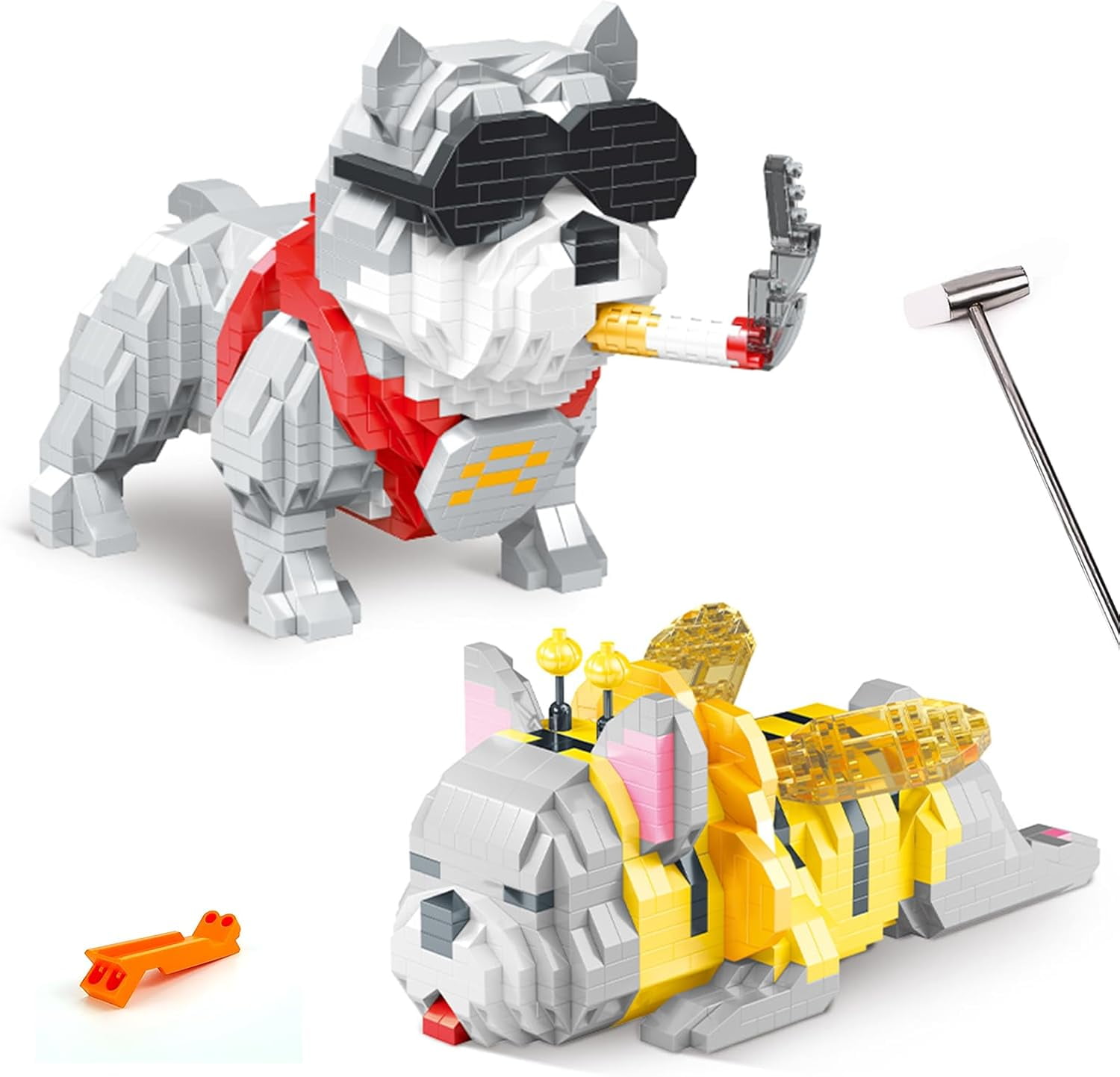 CUTEHELPER 2 Packs Micro Brick Building Toys, French Bulldog & Bully ...