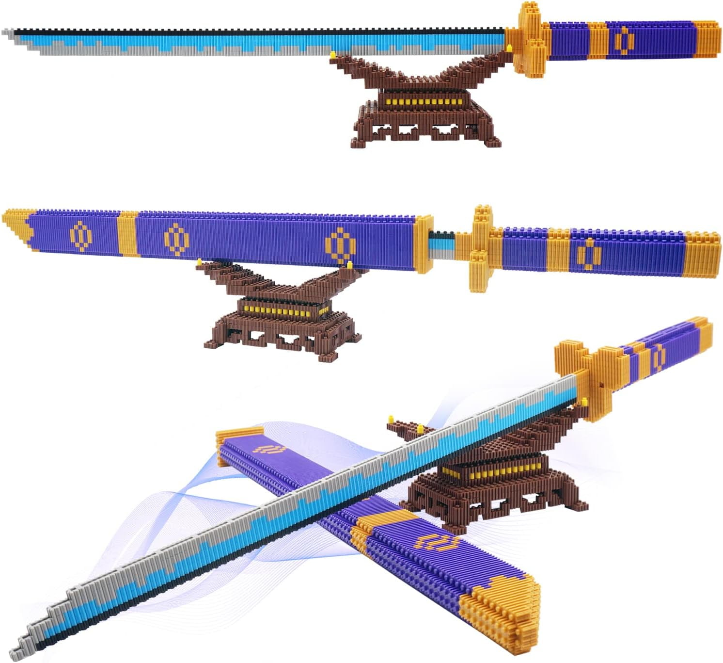 CUTEHELPER Cosplay Anime ONE Piece Zoro Swords Building Blocks Set, 22 ...