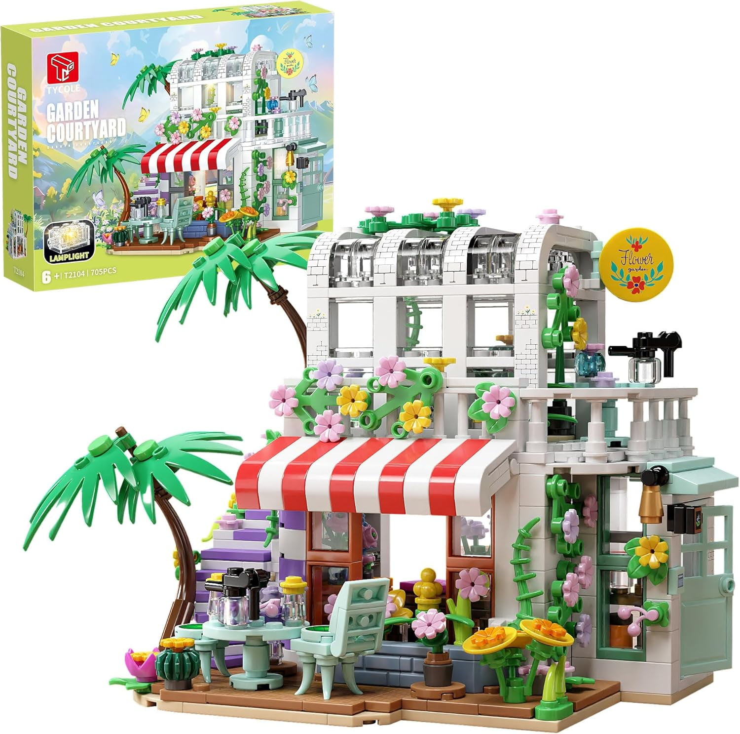 CUTEHELPER Flower House Building Set with Lights,705 Pcs Garden House ...