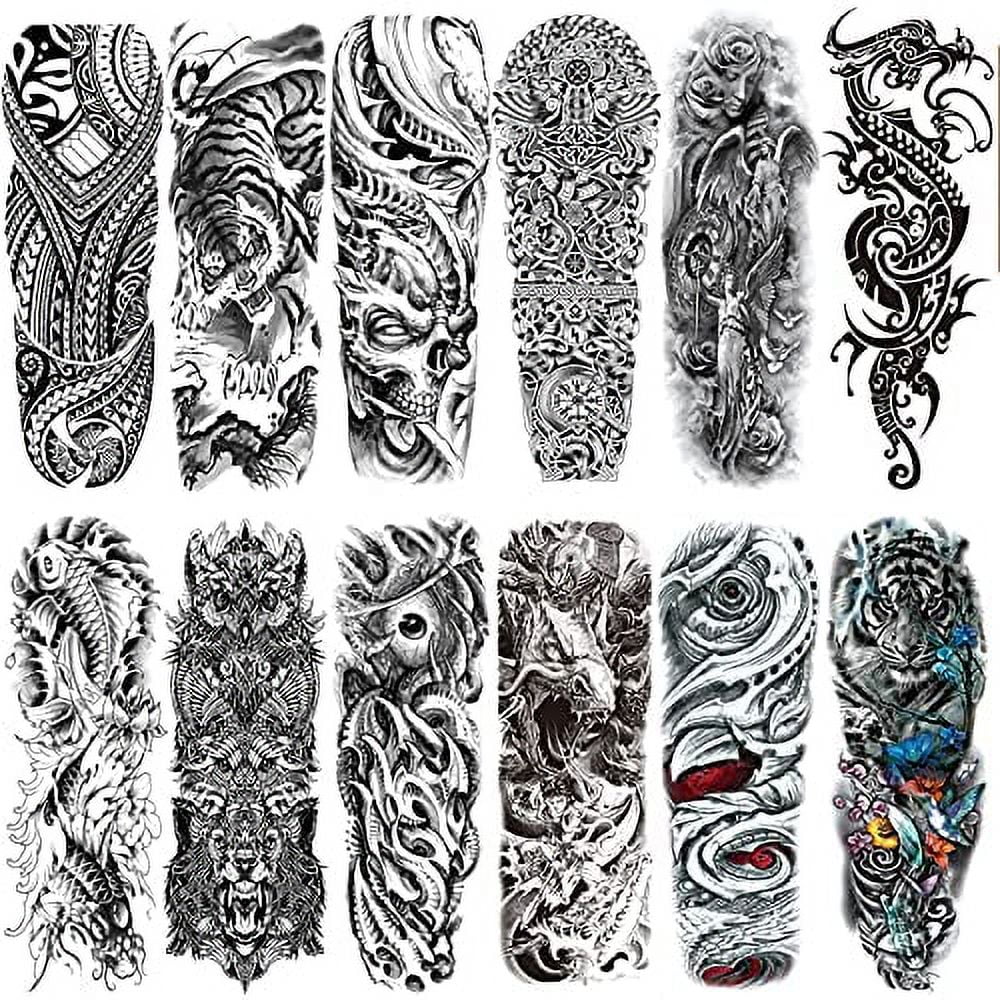 CUTELIILI Full arm temporary .. tattoo for Men,12sheets (L19â€œxW7â ...