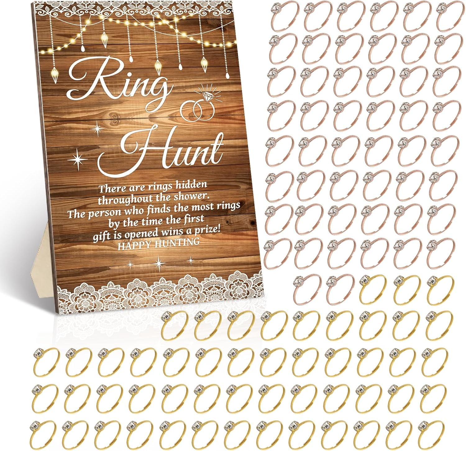 CUTHLLOW Ring Hunter Wedding Shower Game Signs with Rings Lace and ...