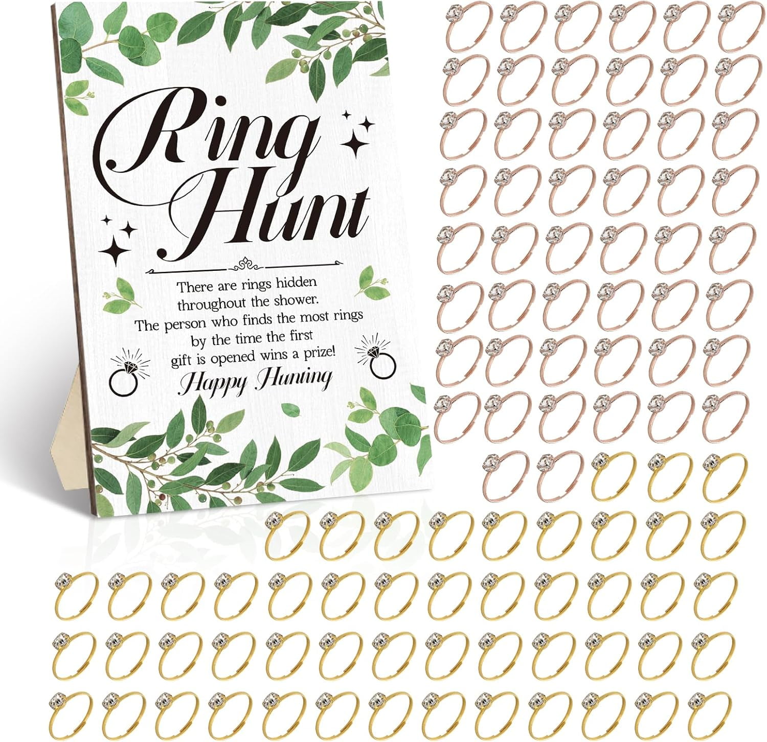 CUTHLLOW Ring Hunter Wedding Shower Game Signs with Rings Leaves Funny ...
