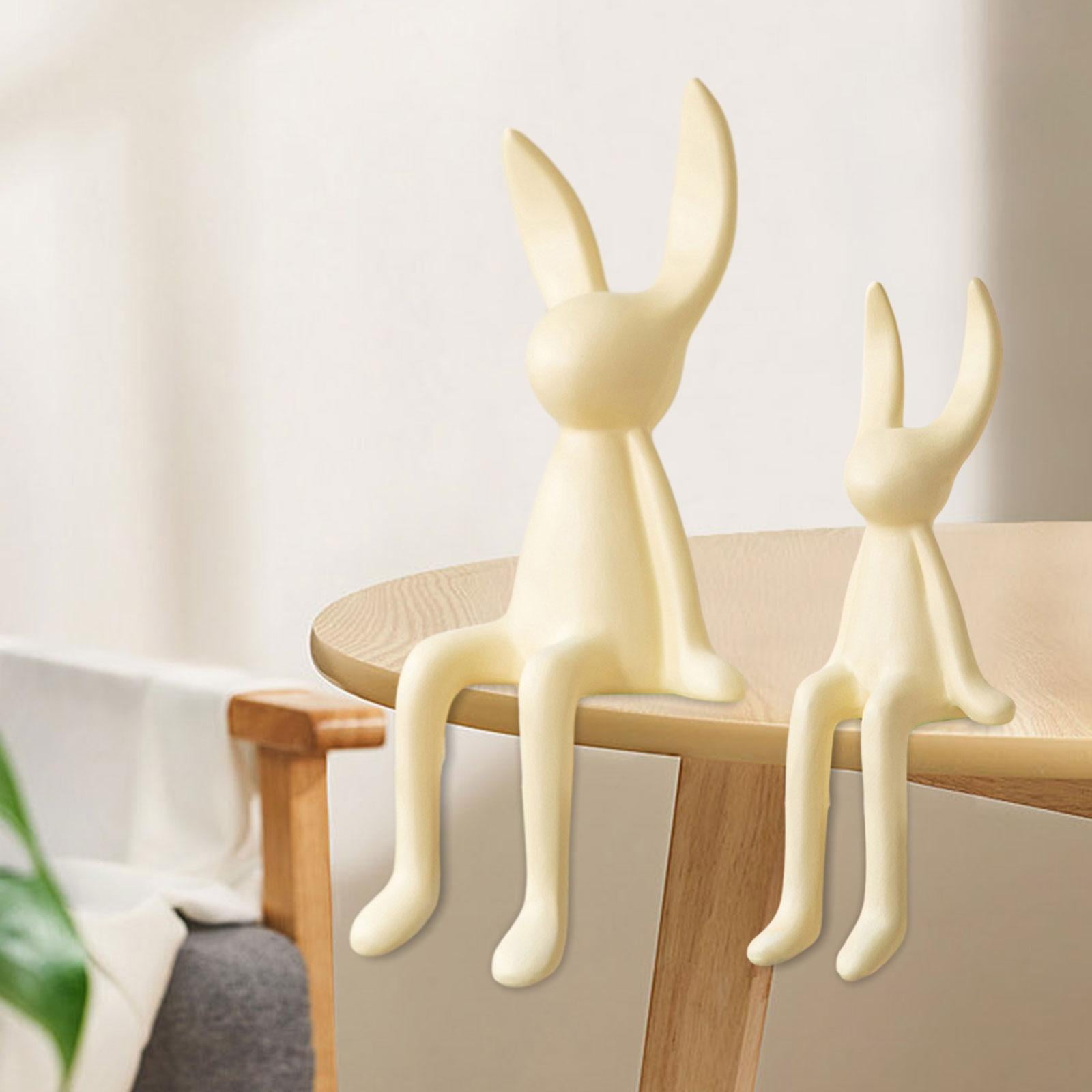 CUTICATE 2 Pieces Ceramic Sitting Rabbit Decor Statues Bookshelf ...