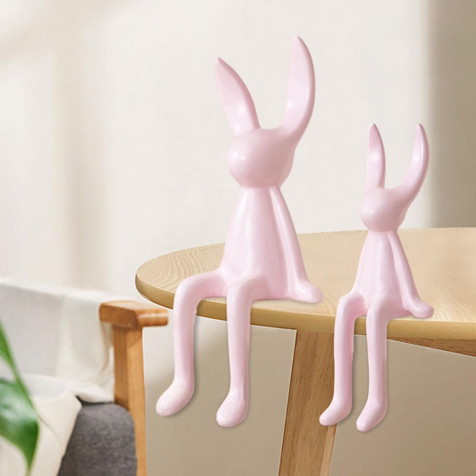 CUTICATE 2 Pieces Ceramic Sitting Rabbit Decor Statues Bookshelf ...
