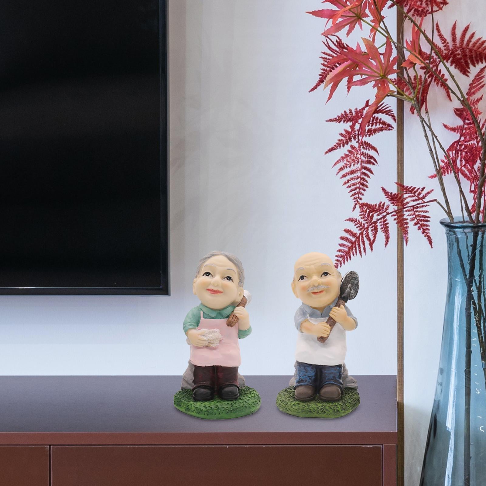 CUTICATE 2 Pieces Elderly Couple Figurines Art Craft Ornament ...