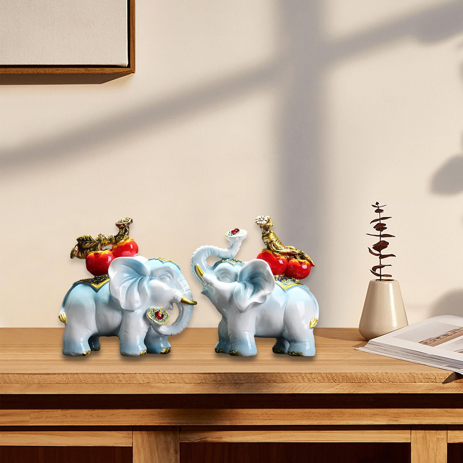CUTICATE 2 Pieces Elephant Statue Decor Elephant Figurine Artwork Desk ...