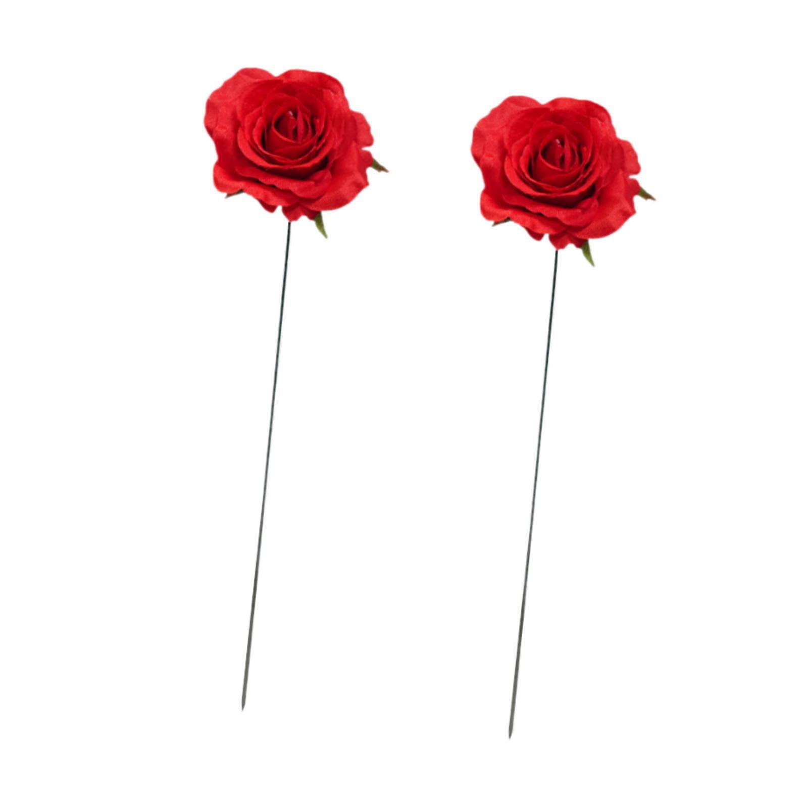CUTICATE 2 Pieces Rose Flower Garden Stakes Flower Pathway Stakes ...