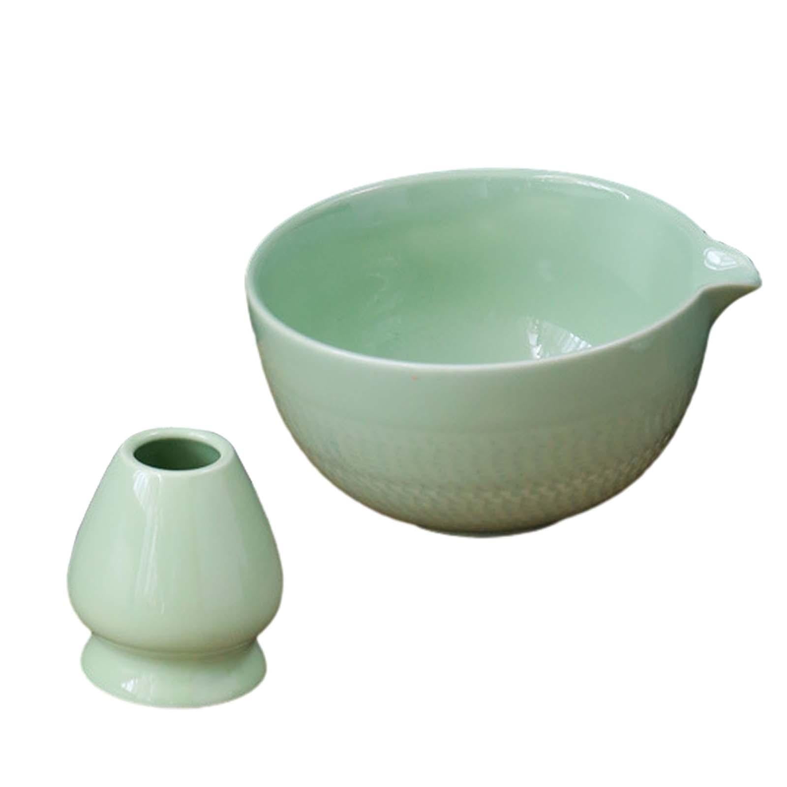 CUTICATE 2x Ceramic Matcha Bowls Tea Bowl with Pouring Spout and Whisk ...