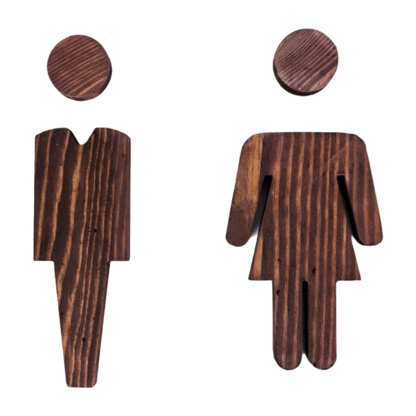 CUTICATE 2x Wooden Lavatory Sign Plate Washroom Door Label for Hotel Office Wall/Door 13cm and ...