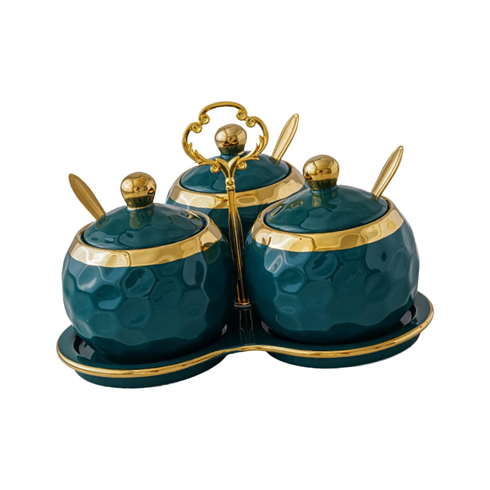 CUTICATE 3 Pieces Ceramics Seasoning Jars Spice Container Porcelain Cute with Lids Seasoning ...