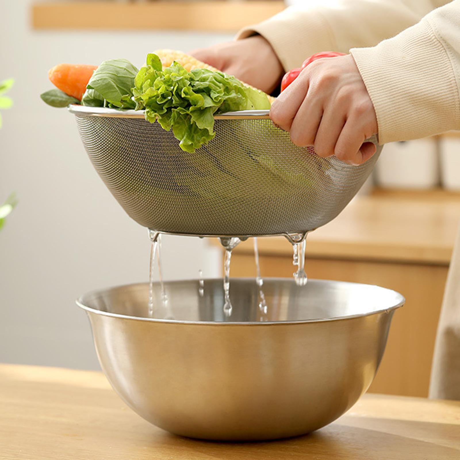 CUTICATE 304 Stainless Steel Colander with Bowl Set of 2, Kitchen ...
