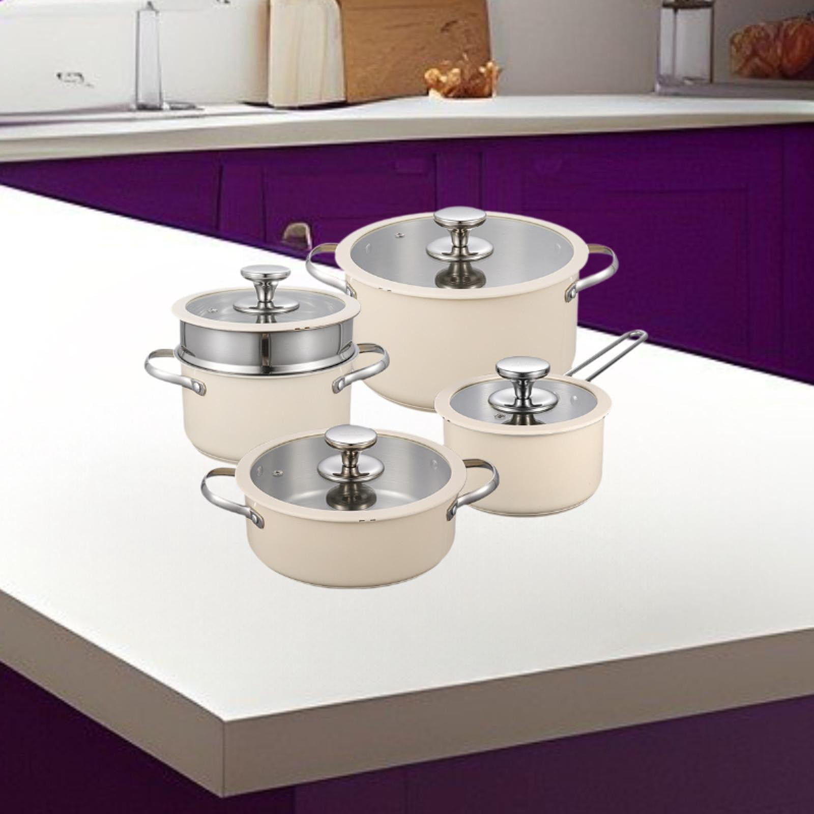 CUTICATE 4Pcs Kitchen Cookware Set Pots and Pans Set Melting Boiling ...