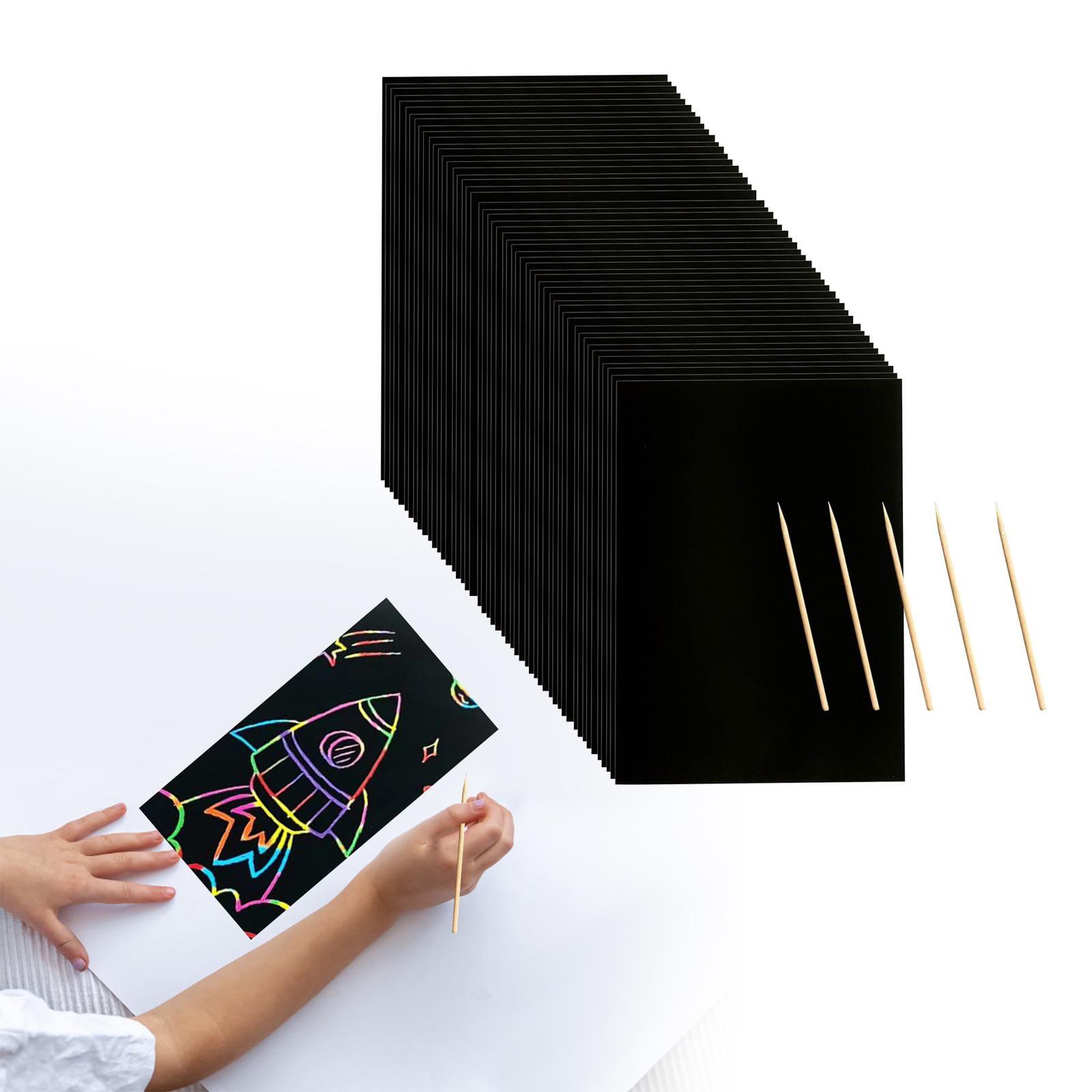 CUTICATE 50 Pieces Scratch Paper Art Craft Creative Black Scratch ...